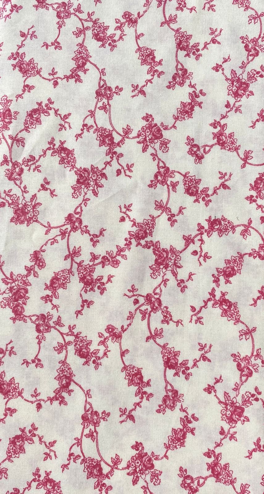 Tecido Chambray TC Creme Florzinhas Rosa